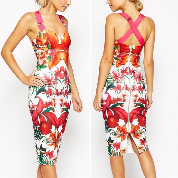 Ted Baker | Dresses | Ted Baker Jameela Tropical Toucan Midi Bodycon Dress | Poshmark